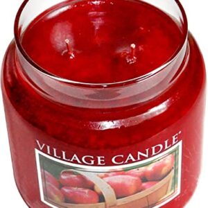 Village Candle Crisp Apple Large Glass Apothecary Jar Scented Candle, 21.25 oz, Red