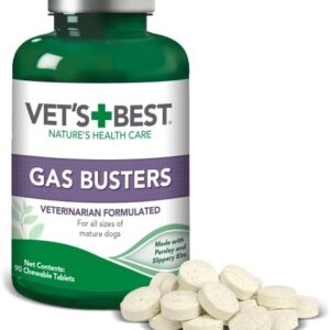 Vet's Best Gas Busters Dog Supplements | Gas, Bloating, Constipation Relief and Digestion Aid for Dogs | 90 Chewable Tablets