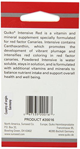 Quiko Intensive Red with Canthaxanthin for Red-Factor Canaries, Vitamin & Mineral Supplement, Red-Factor Color Intensifier, 1.2 Ounce