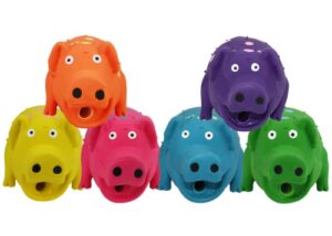 multipet's 9-inch latex polka dot globlet pig dog toy, assorted colors