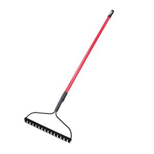 bully tools 92309 12-gauge 16-inch bow rake with fiberglass handle and 16 steel tines, 58-inch