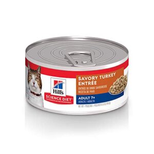 hill's science diet senior 7+ wet cat food, savory turkey entrée, 5.5 oz. cans, 24-pack