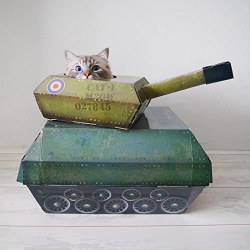 Suck UK | Cat Tank Play House | Send Your Feline to the Frontline with a Cardboard Cat House | Interactive Cat Toys & Kitten Toys | | Tank You for Your Service | Cardboard Cat Houses & Condos |