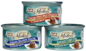 fancy feast elegant medley`s shredded fare collection variety pack canned cat food 24 - 3oz cans