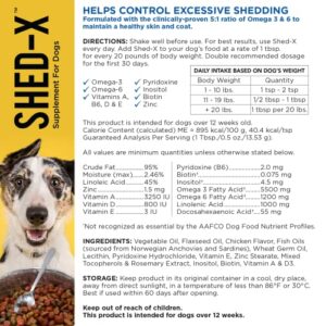 Shed-X Liquid Dog Supplement, 16oz – 100% Natural – Helps Control Excessive Dog Shedding with Fish Oil for Dogs Supplement of Essential Fatty Acids, Vitamins, and Minerals