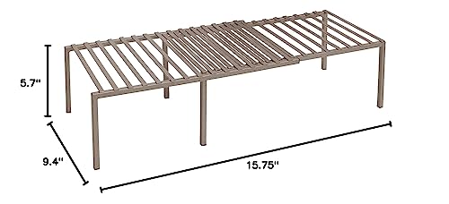 Seville Classics Iron Slat Expandable Kitchen Counter and Cabinet Shelf, Platinum