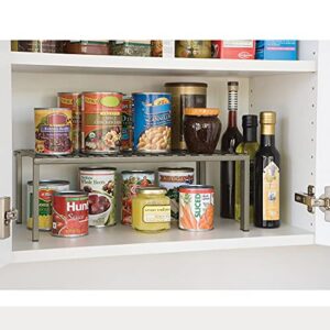 Seville Classics Iron Slat Expandable Kitchen Counter and Cabinet Shelf, Platinum