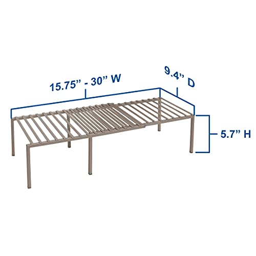 Seville Classics Iron Slat Expandable Kitchen Counter and Cabinet Shelf, Platinum