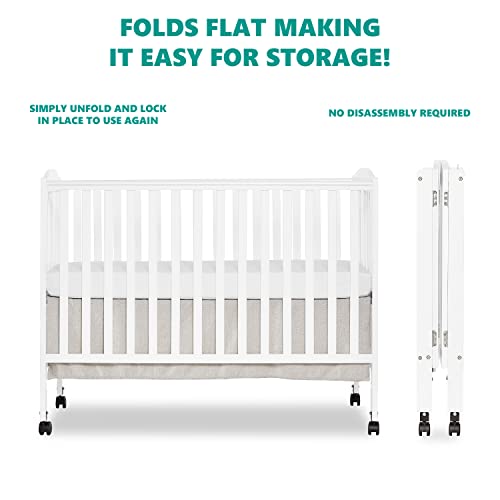 Dream On Me, Full Size 2-in-1 Folding Stationary Side Crib, White