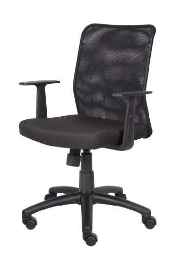 Boss Office Products Budget Mesh Task Chair with Arms in Black