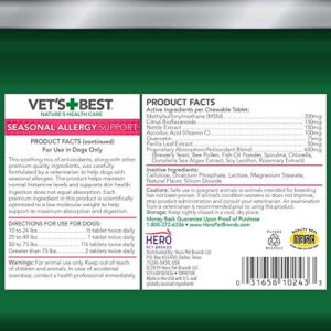 Vet’s Best Seasonal Allergy Relief | Dog Allergy Supplement | Relief from Dry or Itchy Skin | 60 Chewable Tablets