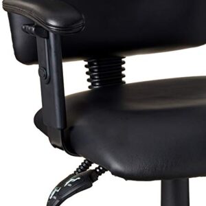 Boss Office Products Multi-Function LeatherPlus Drafting Stool with Adjustable Arms in Black