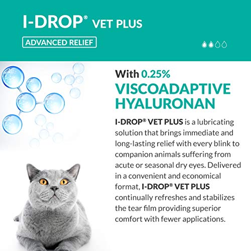 I-DROP VET PLUS: Pet Eye Drops for Dogs | Lubricate Acute/Seasonal Dry Eyes | Superior Comfort | Long-lasting Relief | Fewer Application Needed, 0.25% Hyaluronan | Multi dose Bottle | One Bottle 10 ml