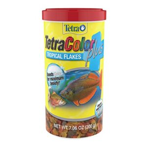 tetra colorplus fish food flakes, tropical flakes with natural color enhancers, 7.06 ounce