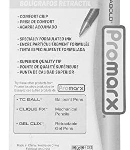 Promarx Megabold Retractable Ballpoint Pens with Comfort Grip, 1.6 mm, Black, 3 Count