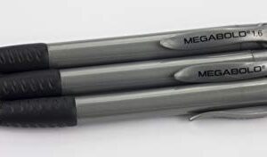 Promarx Megabold Retractable Ballpoint Pens with Comfort Grip, 1.6 mm, Black, 3 Count