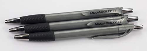 Promarx Megabold Retractable Ballpoint Pens with Comfort Grip, 1.6 mm, Black, 3 Count