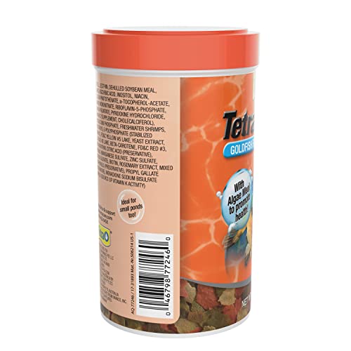 TetraFin Plus Goldfish Flakes 2.2 Ounces, Balanced Diet, With Algae To Promote Health,Oranges