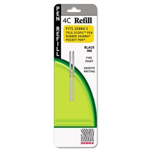 zebra 4c ink pen refill, 0.7mm fine point, black ink (2-pack)