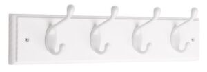 liberty hardware 129847 18-inch coat and hat rail/rack with 4 heavy duty hooks, white and white