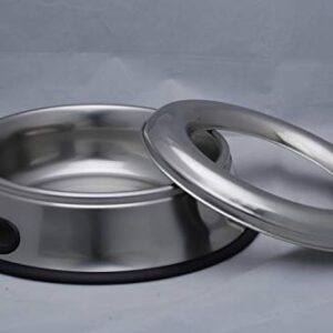 Indipets Stainless Steel Spill Proof Splash Free Dog Bowl - 16oz - Removable Cover and Easy Pick Up Grip Handle