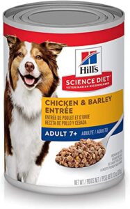 hill's science diet wet dog food, senior adult 7+, chicken & barley entrée, 13 oz. cans, 12-pack