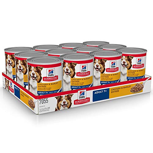 Hill's Science Diet Wet Dog Food, Senior Adult 7+, Chicken & Barley Entrée, 13 oz. Cans, 12-Pack