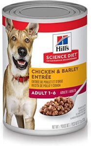 hill's science diet wet dog food, adult 1-6, chicken & barley entrée, 13 oz. cans, 12-pack