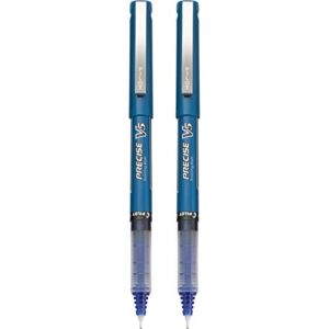 PILOT Precise V5 Stick Liquid Ink Rolling Ball Stick Pens, Extra Fine Point (0.5mm) Blue Ink, 2-Pack (25002)