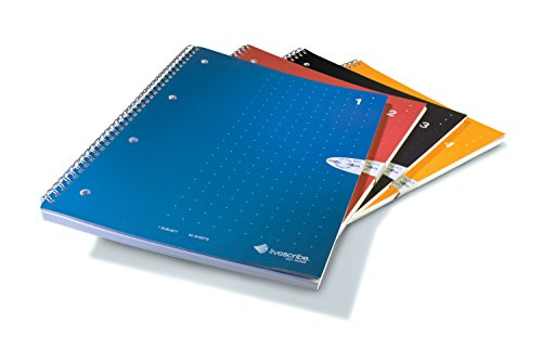 Livescribe Single-Subject Lined Notebooks #1-4 (A4, 8.3" x 11.7", 210mm x 297mm), 4 colors, 4 pack