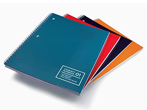 Livescribe Single-Subject Lined Notebooks #1-4 (A4, 8.3" x 11.7", 210mm x 297mm), 4 colors, 4 pack