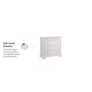 Home Styles Naples White Finish Four Drawer Chest including Top Drawer Felt Lined for Jewelry