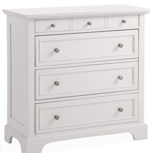 Home Styles Naples White Finish Four Drawer Chest including Top Drawer Felt Lined for Jewelry