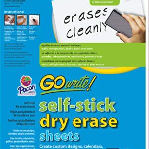 GoWrite! PACASB8511 Self-Adhesive Dry Erase Sheets, White, 8-1/2" x 11", 30 Sheets