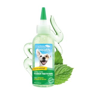 tropiclean fresh breath for dogs | no brush dental gel for dogs | dog dental gel & toothpaste for plaque, tartar & stinky breath | made in the usa | 4 oz.