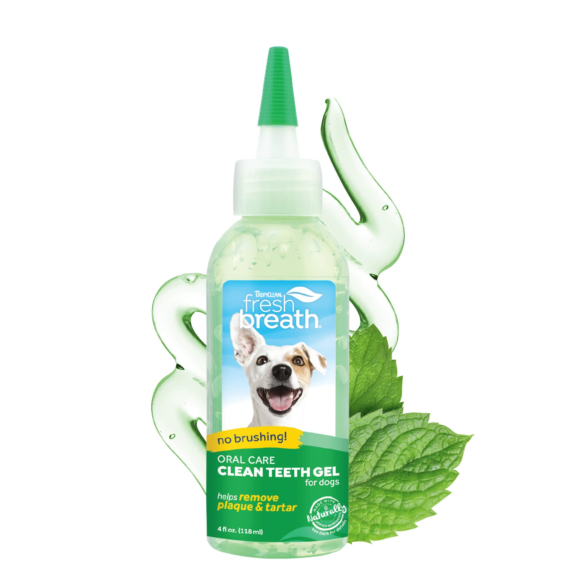 TropiClean Fresh Breath for Dogs | No Brush Dental Gel for Dogs | Dog Dental Gel & Toothpaste for Plaque, Tartar & Stinky Breath | Made in the USA | 4 oz.