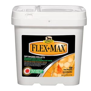 absorbine flex+max horse joint supplement pellets, highly palatable, comprehensive equine formula with glucosamine, msm, chondroitin & flaxseed, 10lb tub / 60 day supply