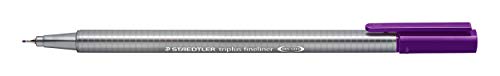 Staedtler 334 Triplus Fineliner Superfine Point Pens, 0.3 mm, Violet, Box of 10