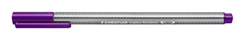 Staedtler 334 Triplus Fineliner Superfine Point Pens, 0.3 mm, Violet, Box of 10