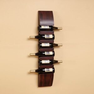 cape craftsmen wooden wine bottle holder rack easy to install wall mounted design, golds 6 bottles, 3 feet.