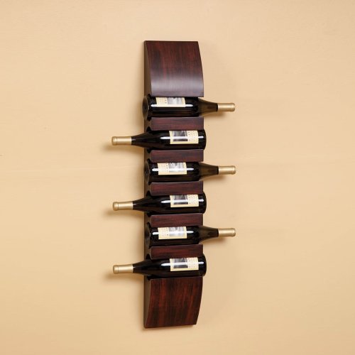 Cape Craftsmen Wooden Wine Bottle Holder Rack Easy to Install Wall Mounted Design, Golds 6 bottles, 3 Feet.