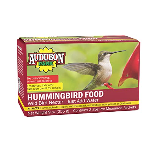 Audubon Park Hummingbird Food Wild Bird Nectar, Hummingbird Food for Outside Feeder, (3) 3-oz. Pre-Measured Packets