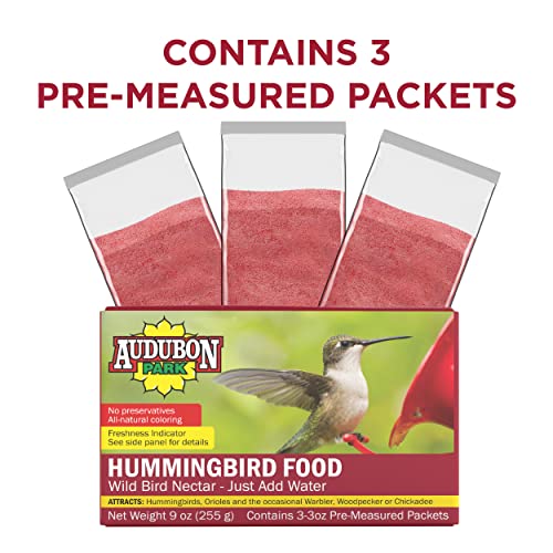 Audubon Park Hummingbird Food Wild Bird Nectar, Hummingbird Food for Outside Feeder, (3) 3-oz. Pre-Measured Packets