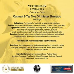 Veterinary Formula Clinical Care Dog Shampoo with Oatmeal and Tea Tree Oil, 16 oz – Gentle Shampoo for Dogs with Dry Skin, Soothes and Adds Moisture to Skin and Coat