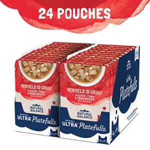 Natural Balance Platefulls Wet Cat Food Salmon, Tuna & Crab Formula in Gravy, 3 Ounce Pouch (Pack of 24), Grain Free ( Packaging may vary )