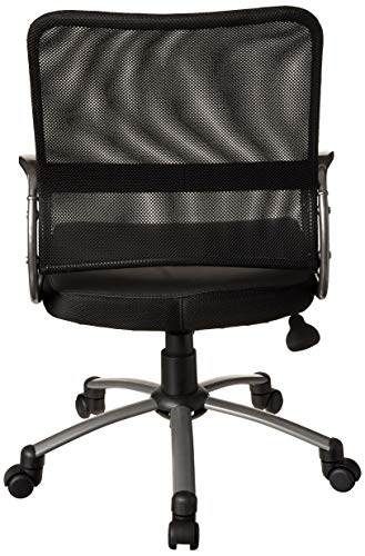 Boss Office Products Mesh Back Task Chair with Pewter Finish in Black