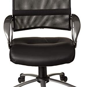 Boss Office Products Mesh Back Task Chair with Pewter Finish in Black