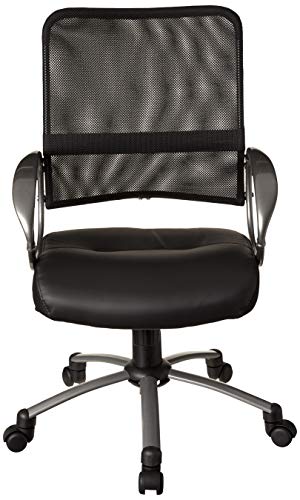 Boss Office Products Mesh Back Task Chair with Pewter Finish in Black