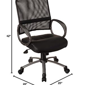 Boss Office Products Mesh Back Task Chair with Pewter Finish in Black