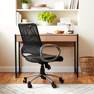 Boss Office Products Mesh Back Task Chair with Pewter Finish in Black